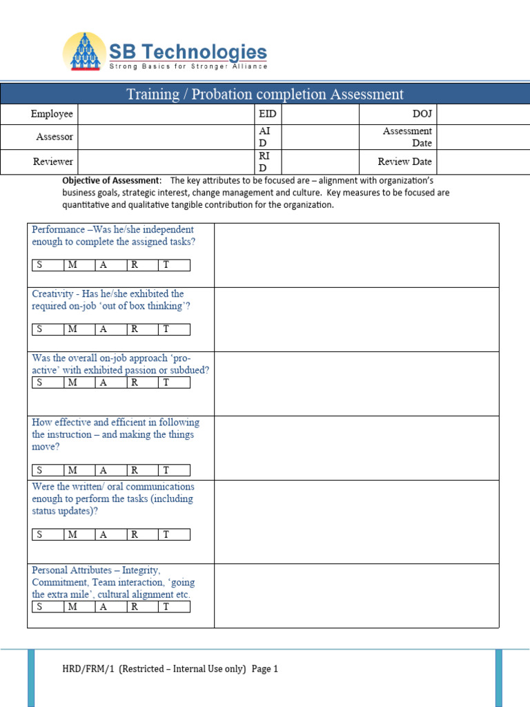 TRG PRB Assessment Form | PDF | Communication | Business