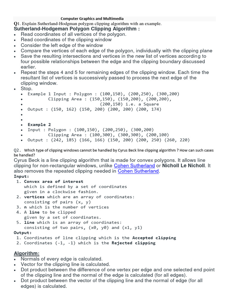 Computer Graphics and Multimedia | PDF | Euclidean Geometry | Geometry