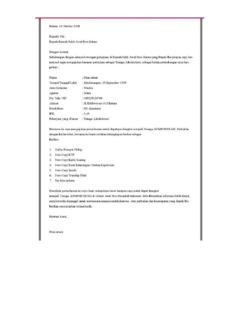 Contoh Surat Lamaran | PDF