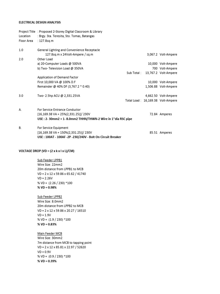 Electrical Design for Digital Classroom | PDF | Electricity ...