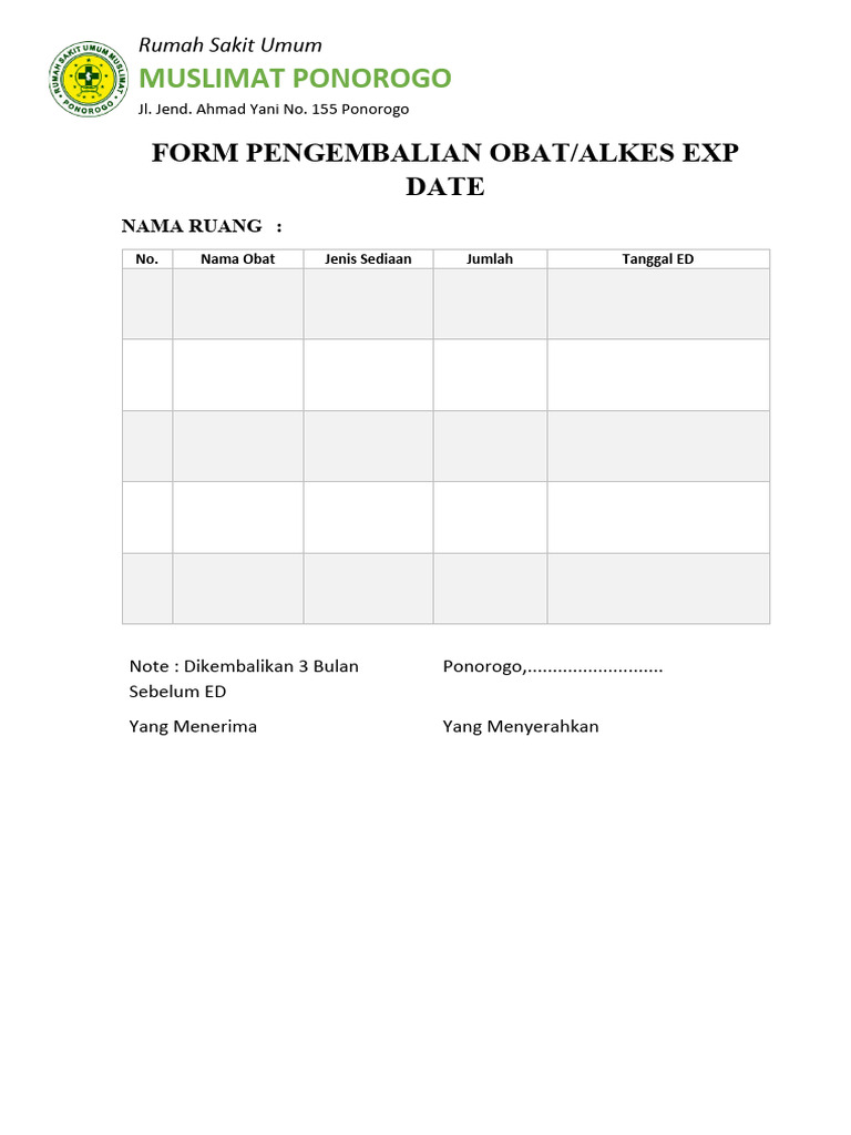 Form Pengembalian Obat | PDF | Kesehatan Holistik