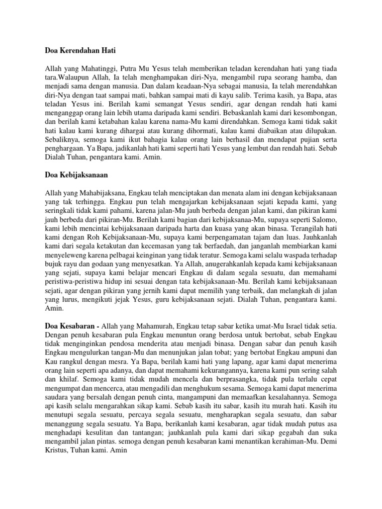 Doa Kebijaksanaan Kesabaran Kerendah Hatian | PDF | Agama & Spiritualitas