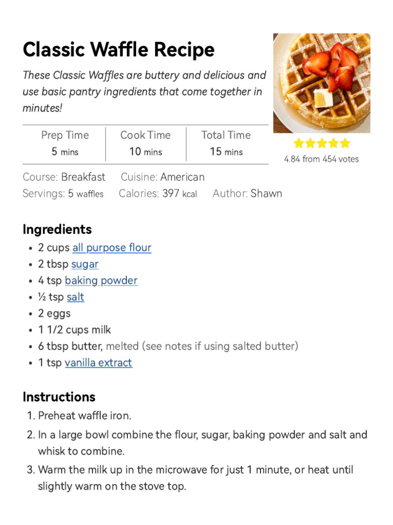 Easy Classic Waffles for Home Cooks | PDF | Cooking, Food & Wine