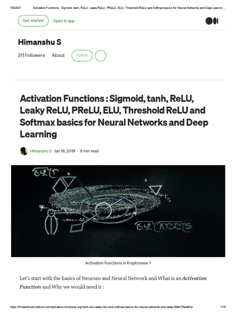 Neural Network Activation Functions | PDF | Artificial Neural Network | Deep Learning
