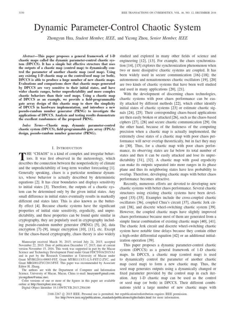 Dynamic Parameter-Control Chaotic System | PDF | Chaos Theory | Systems Theory