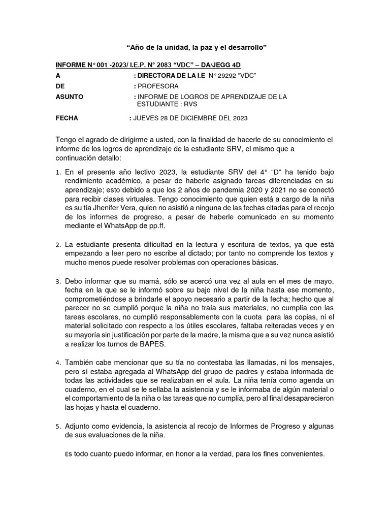 Modelo de Informe de Logros de Aprendizaje | PDF | Aprendizaje | Modificación de comportamiento