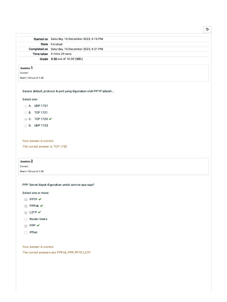 Tunnel Quiz_ Attempt Review | PDF | Data Transmission | Internet Architecture