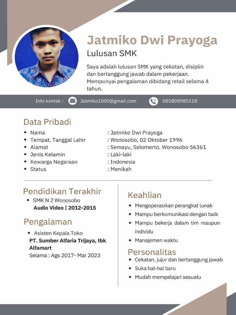 CV - Jatmiko Dwi Prayoga | PDF