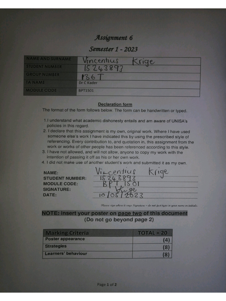 BPT1501 ASSIGNMENT 6 | PDF