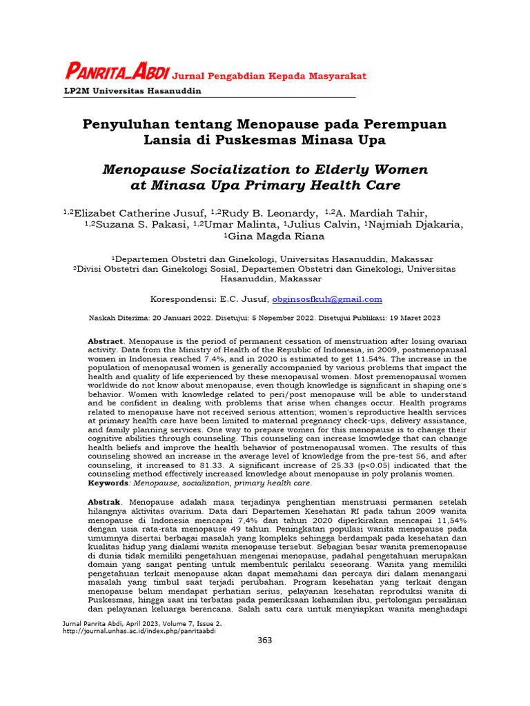 19720-Article Text-83691-2-10-20230318 | PDF | Menopause | Woman