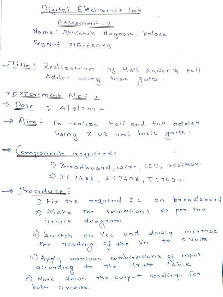 Adder de Lab Exp2 | PDF