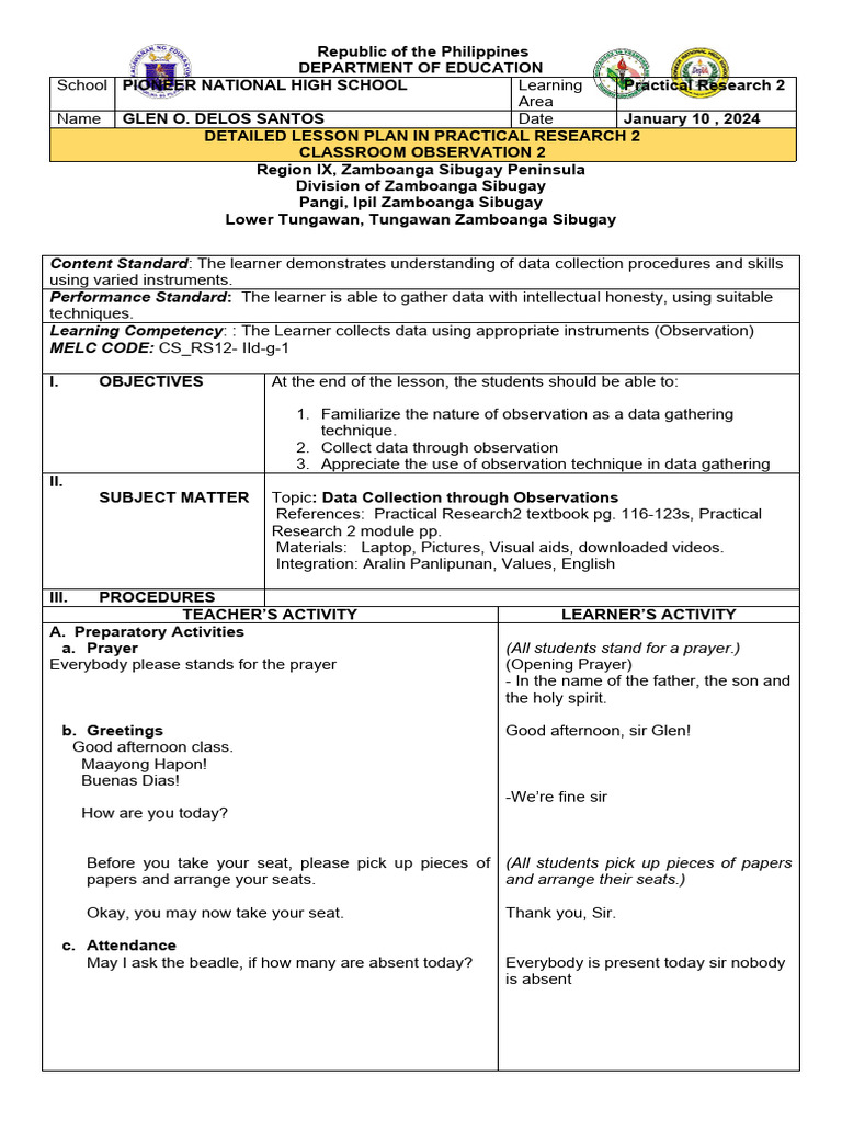 LESSON PLAN For Co2 2023 | PDF | Learning | Data