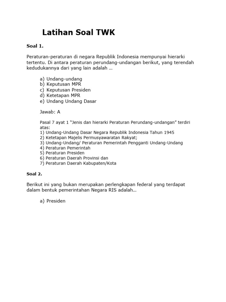 Latihan Soal TWK | PDF | Politik