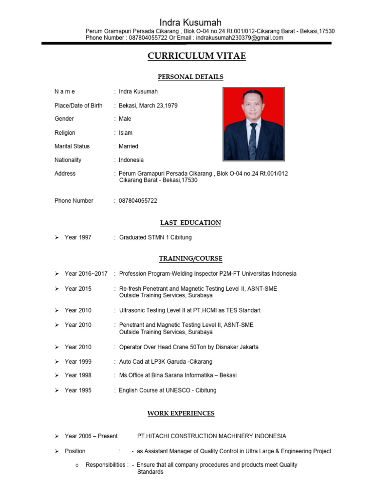 CV-Indra Kusumah | PDF