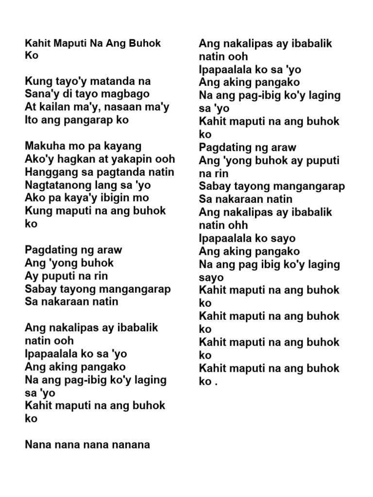 Kahit Maputi Na Ang Buhok Ko-Youve Got A Friend | PDF | Poetry