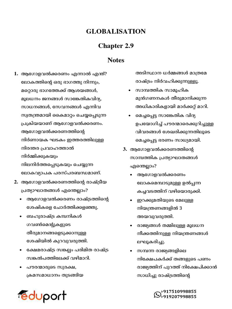 Globalisation Notes | PDF
