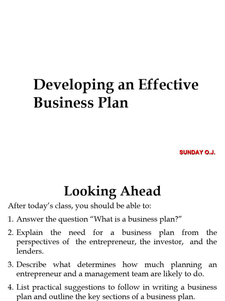 Developing Effective Business Plan | PDF | Business Plan | Strategic ...