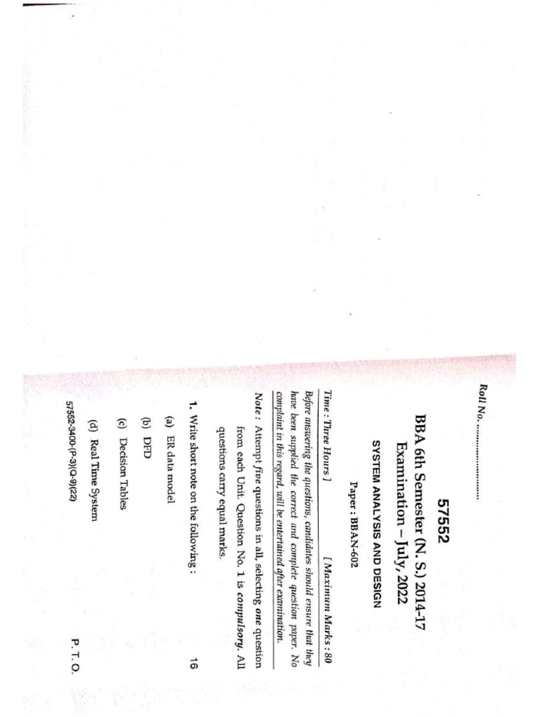2022 July Bba 6TH Sem System Analysis and Design | PDF