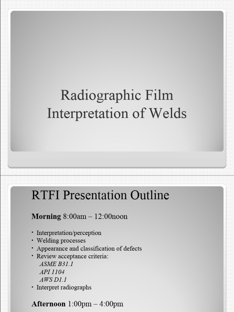 Radiographic Film Interpretation of Welds | PDF | Construction | Welding