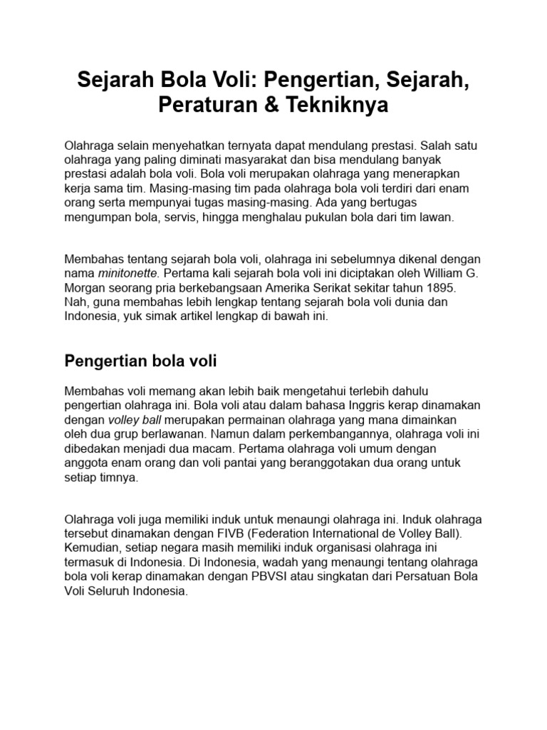 Sejarah Bola Voli | PDF