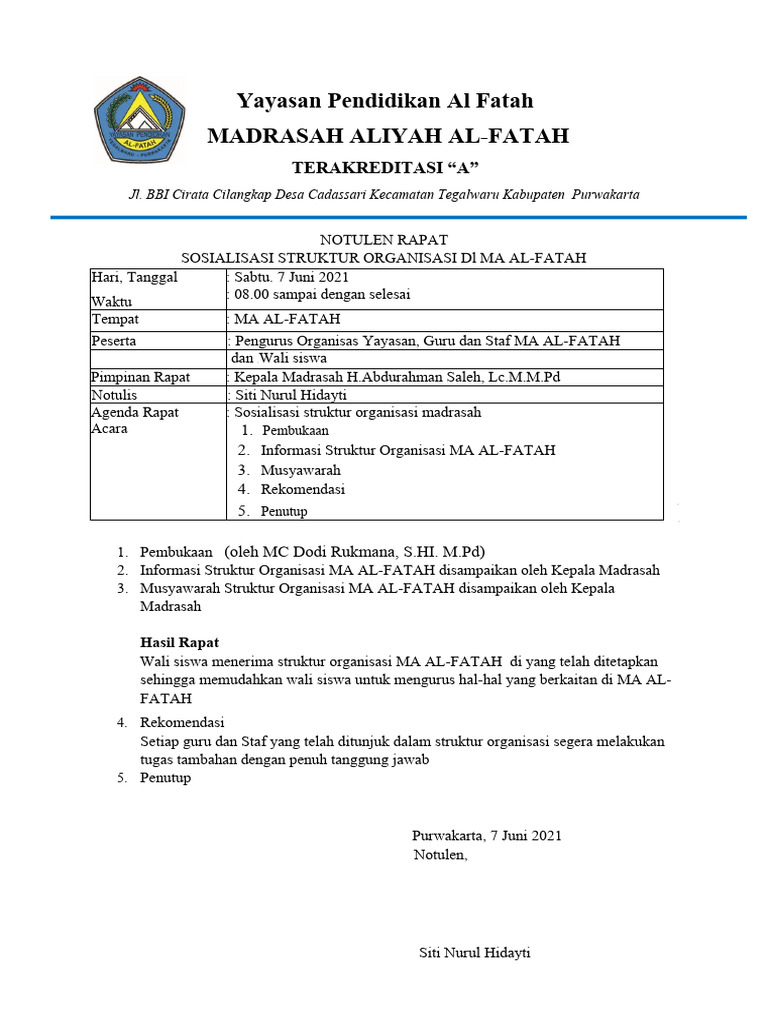 Dokumen Sosialisasi Struktur Organisasi | PDF | Karier & Perkembangan