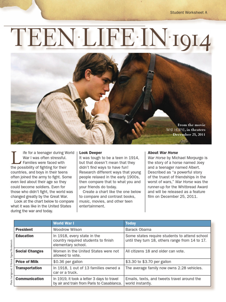 War-Horse-worksheet-A | PDF