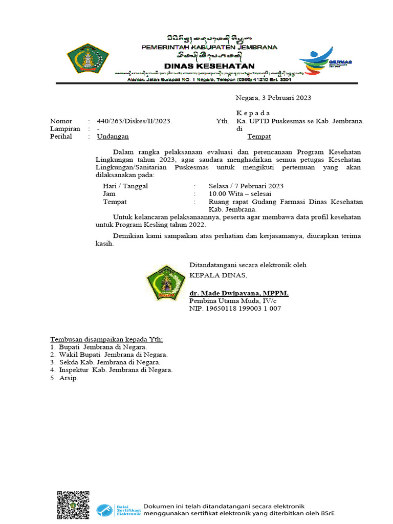 Surat Undangan Kesling | PDF | Kesehatan Holistik | Sains & Matematika