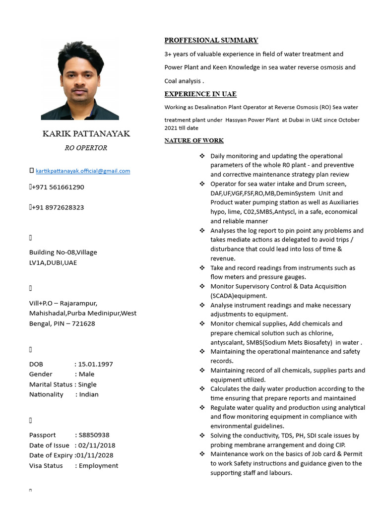 Kartik Resume 2024 | PDF | Water Purification | Water