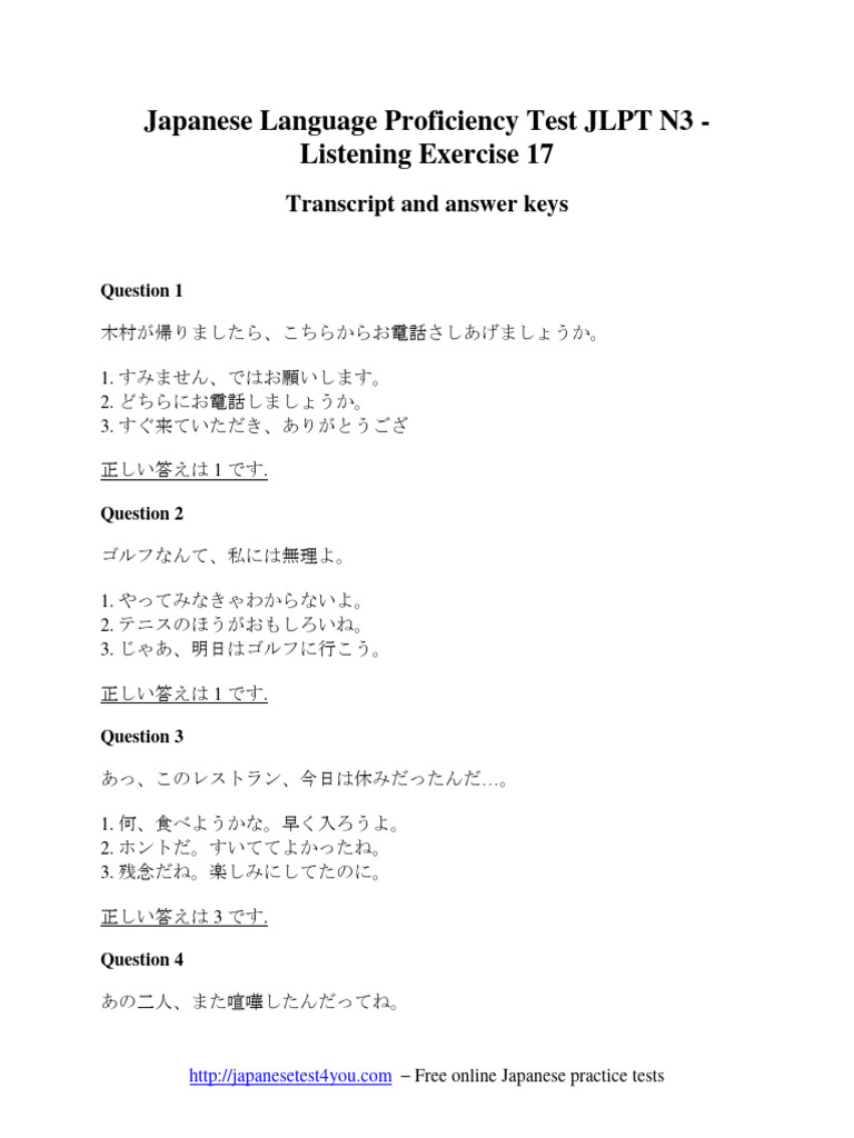 n3 Listening 17 | PDF