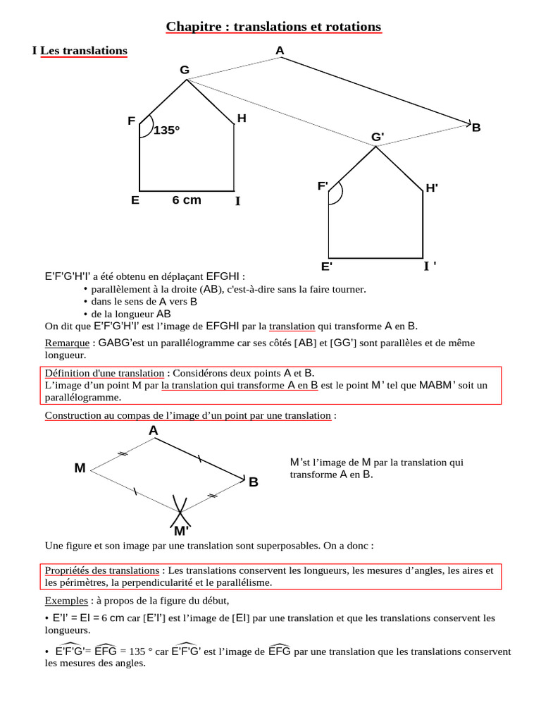 Translations et Rotations en Géométrie | PDF | Angle | Mathématiques ...