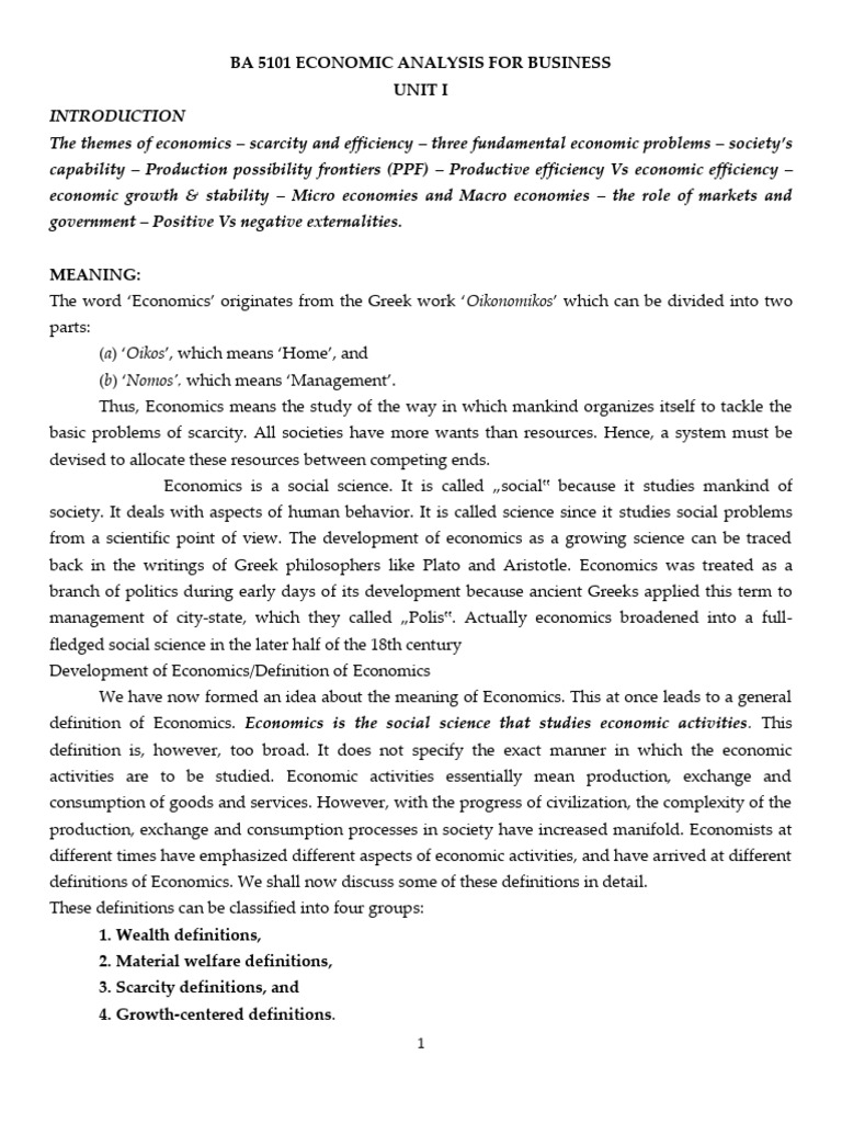 Economics Unit 1and 2 | PDF | Economics | Microeconomics