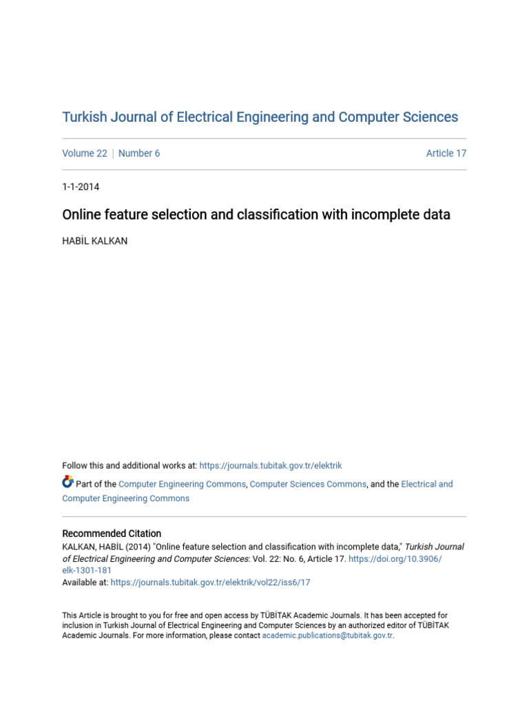 Online Feature Selection and Classification With Incomplete Data | Download Free PDF ...