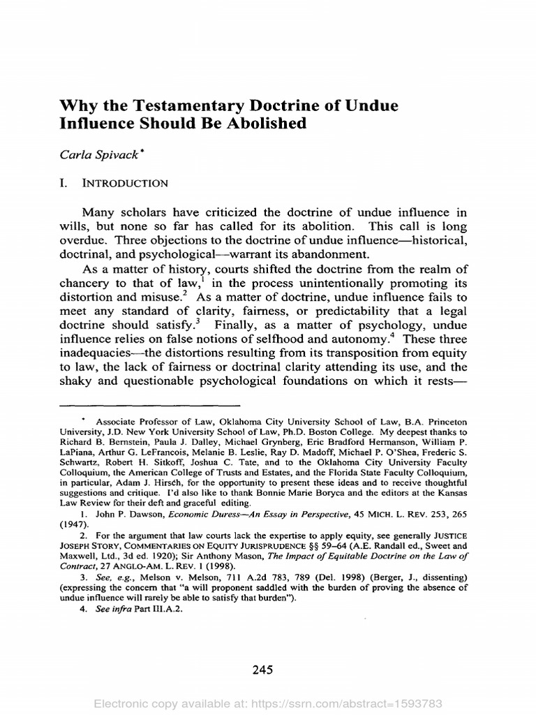 SSRN Id1593783 | PDF | Equity (Law) | Will And Testament