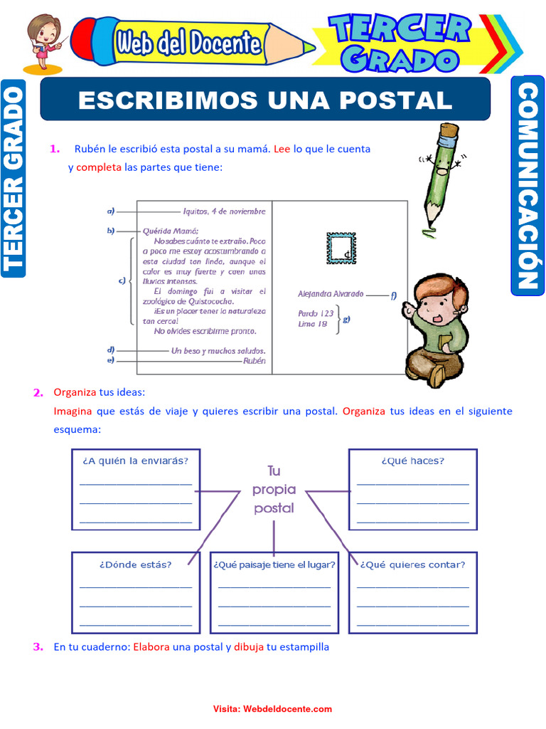 La Postal para Tercer Grado de Primaria.. (Ejemplo) | PDF