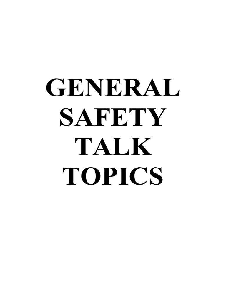 Genaral Safety Toolbox Talks | PDF | Insulator (Electricity) | Safety
