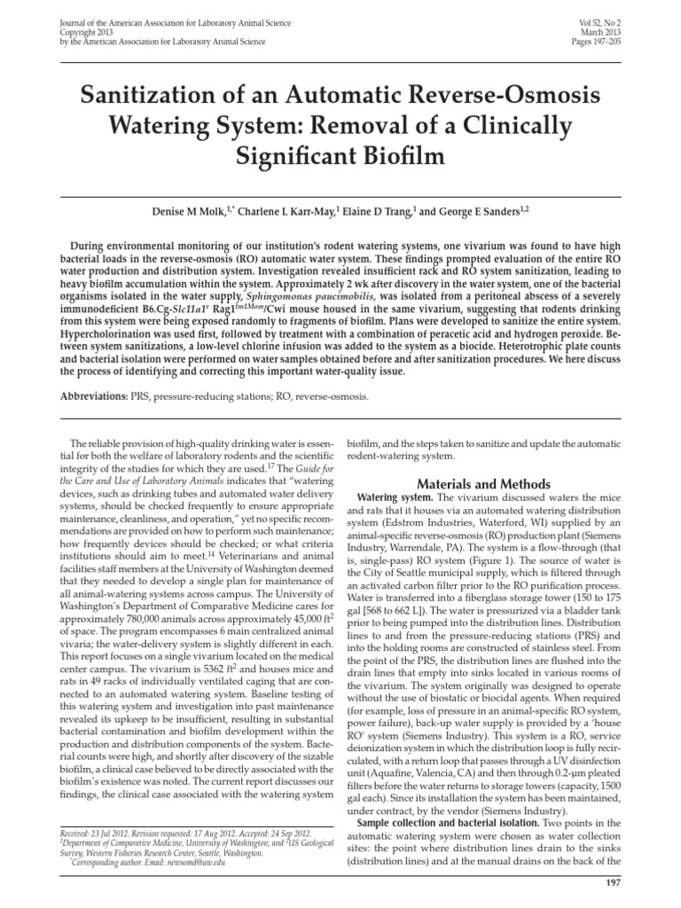 Sanitization RO System Jaalas2013000197 | PDF | Biofilm | Water