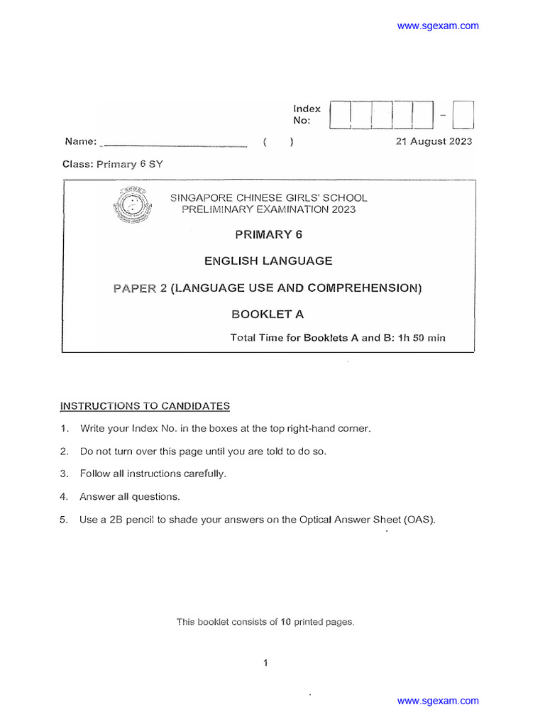 2023 P6 English Prelim SCGS | PDF