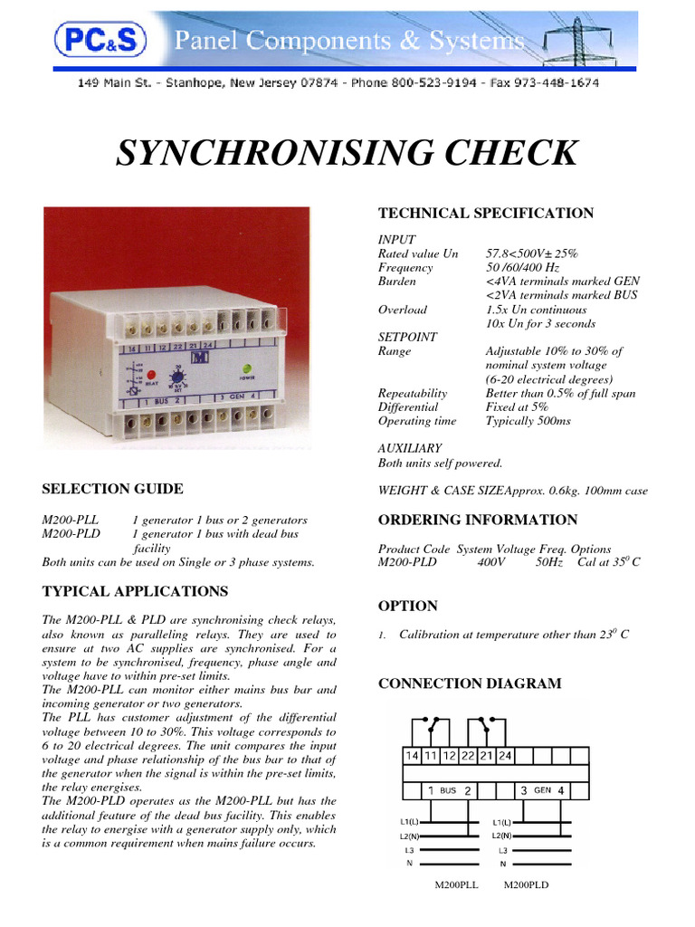 Synchronizing Relays for Engineers | PDF | Technology & Engineering