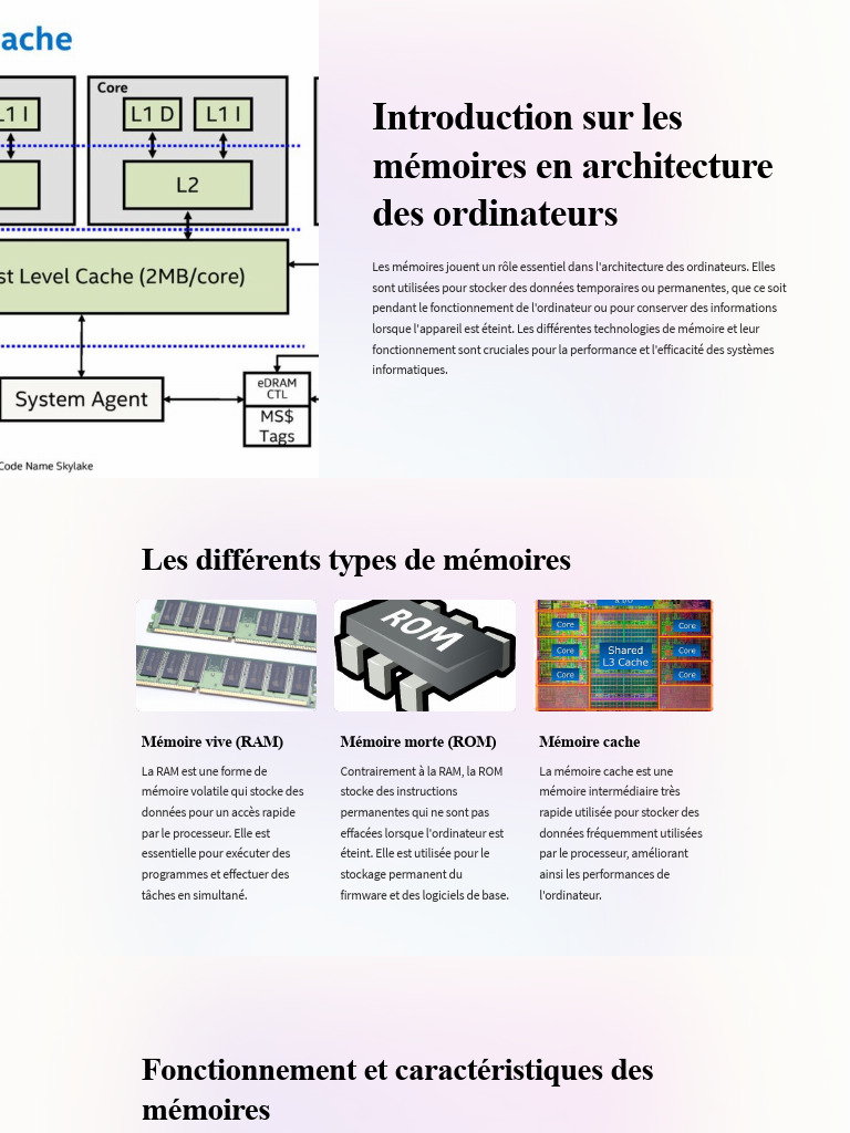 Introduction Sur Les Memoires en Architecture Des Ordinateurs | PDF | Mémoire flash | Mémoire ...