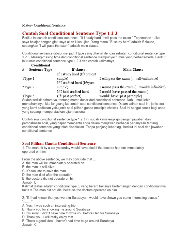Matery Conditional Sentence | Download Free PDF | Grammar | Linguistics