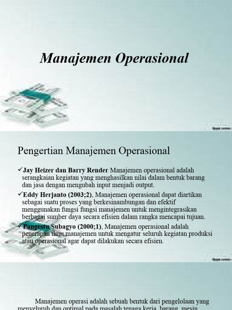 Panduan Manajemen Operasional | PDF