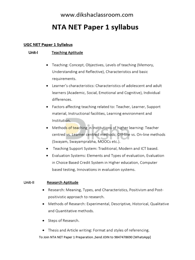 UGC NET Paper 1 Syllabus | PDF | Communication | Educational Technology