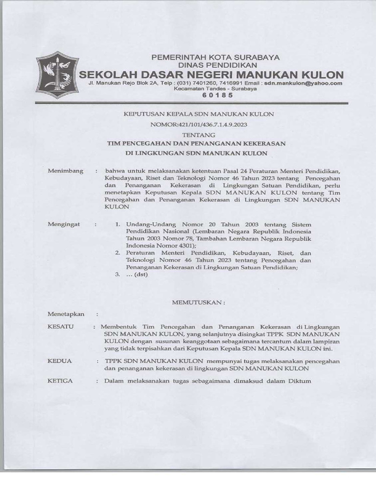 Contoh SK TIM PPK Yg Betul | PDF