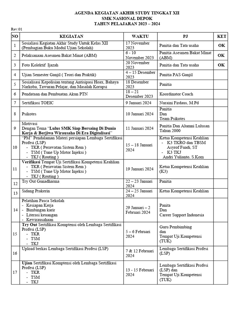 Agenda Kas 23-24 Rev.01 | PDF