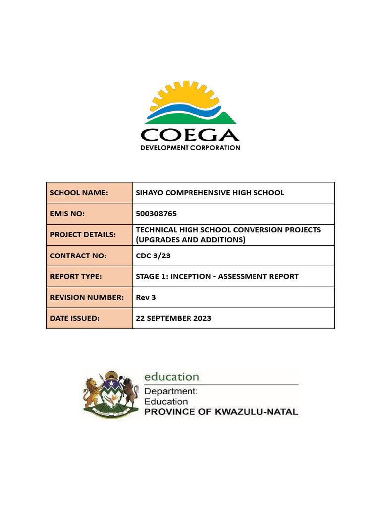 Sihayo High - Stage 1 Inception Report - Rev 3 - Contact Details and ...