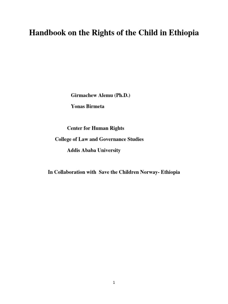 Child Rights Handbook: Ethiopia | PDF | Children's Rights | Convention ...