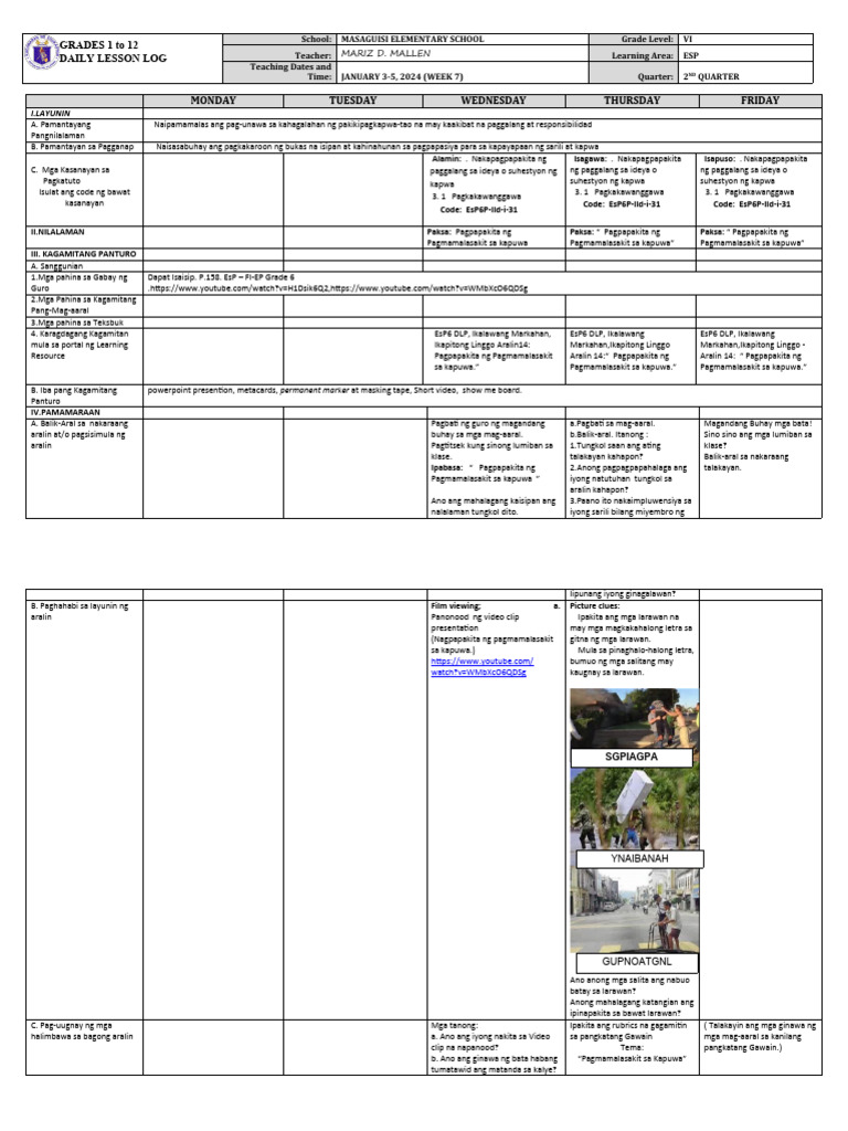 DLL - Esp 6 - Q2 - W7 | PDF