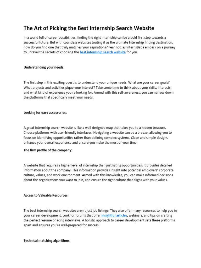 The Art of Picking The Best Internship Search Website | PDF | Usability ...