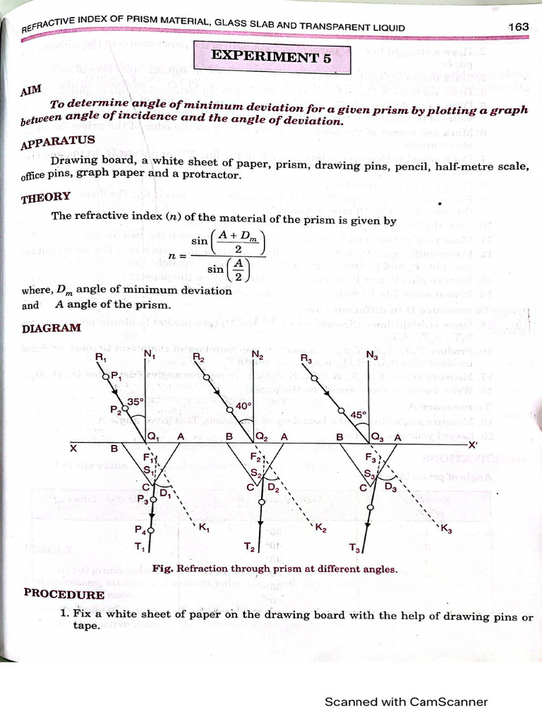 Determine Angle of Minimum Deviation For Prism | PDF