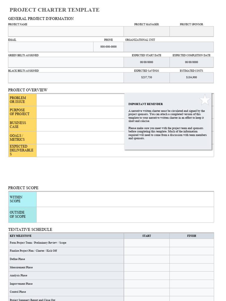 Project Charter Template Guide | PDF | Reliability Engineering ...